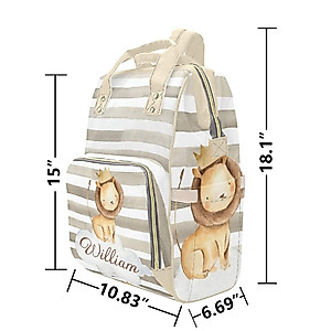 Personalized Lion Diaper Bag Backpack with Name Custom Mommy Nursing Baby Bags Nappy Bag Travel Daypack for Mom Gifts