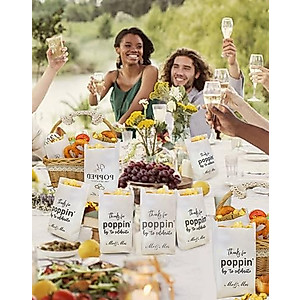 48Pcs Thanks for Poppin' By to Celebrate Popcorn Bags Engagement Wedding Party Favors Popcorn Bags Engaged Wedding Bridal Shower Goody Snack Treat Bags Grease Resistant
