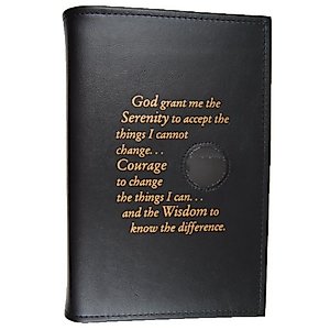Culver Enterprises Alcoholics Anonymous AA Big Book LARGE PRINT Cover Serenity Prayer Medallion Holder BLACK
