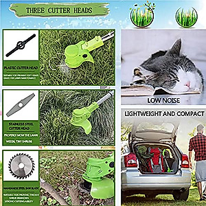 FGZIO String Trimmer 21V Grass Trimmer 650W Electric String Trimmer Battery Powered Weed Grass Trimmer Brush Cutter Kit for Garden Clearing Weeds Flower Trees,RED2