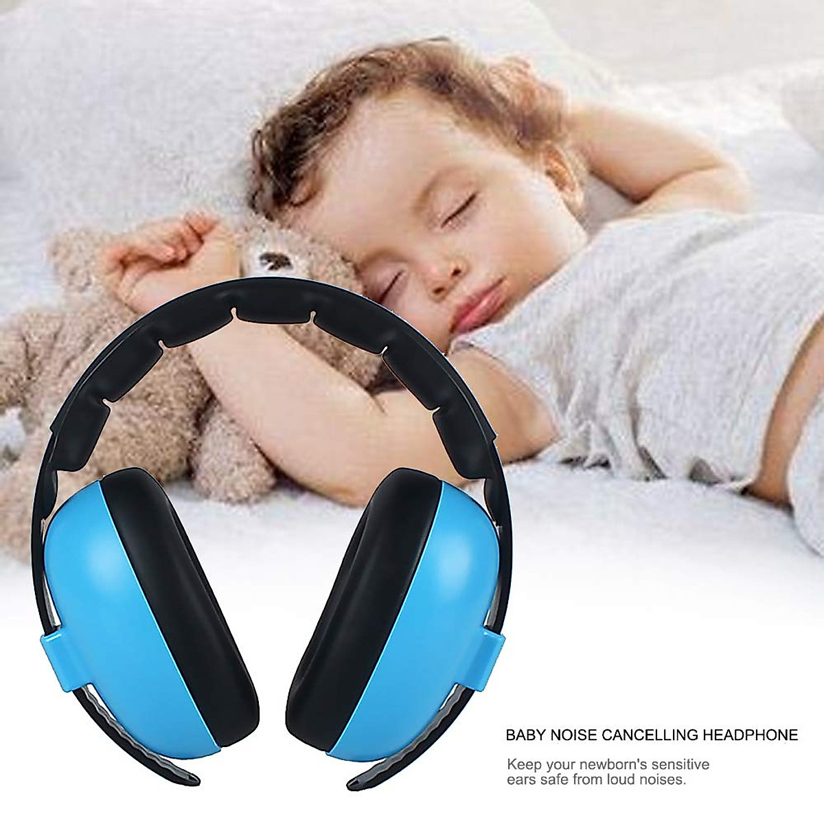 Noise Cancelling Headphones for Kids, Kids Noise Reduction Earmuffs Sound Blocking Kids Hearing Protection Earmuffs for Toddlers & Children Age 0-5 Years (Blue)
