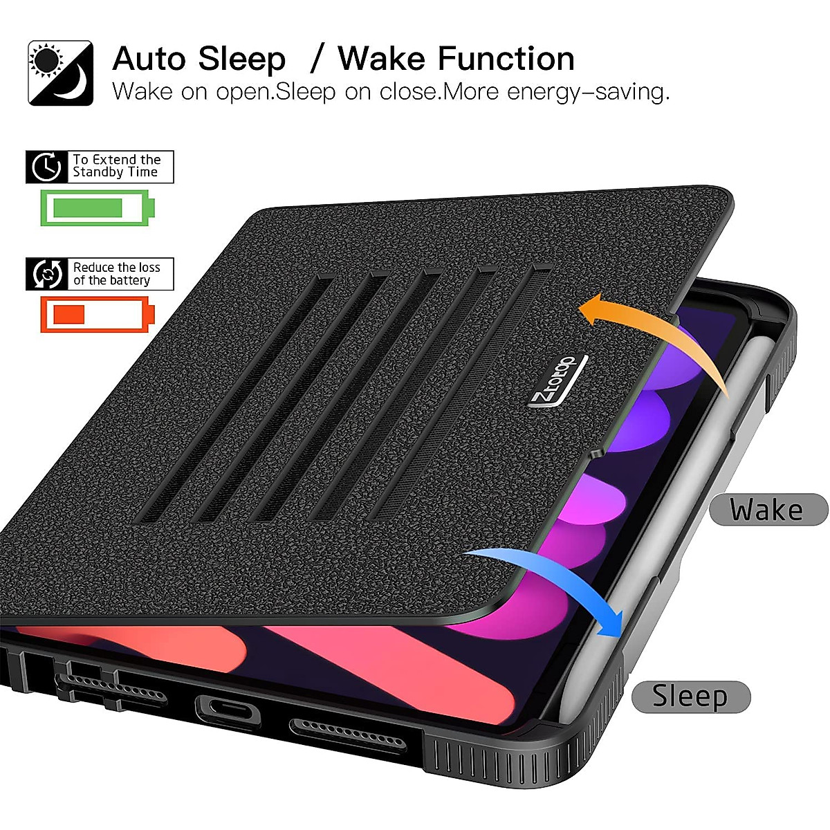 ZtotopCases for New iPad Mini 7 (A17 Pro) 2024 Case 8.3 Inch, Full Body Protective Cover with Pencil Holder and Auto Wake & Sleep Function for iPad Mini 7th/6th Generation, Black