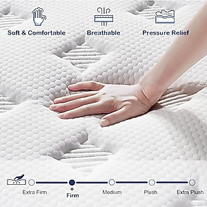 EEN EEN SLEEP Queen Size Mattress, Upgrade Strengthen Gel Memory Foam 10 Inch Firm Hybrid Queen Bed Mattress in a Box for Pressure Relief & Back Pain, Independent Pocket Springs, Strong Edge Support