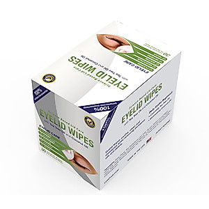 Premium Eyelid Wipes With Tea Tree and Coconut Oil - Cleansing Wipes for People Itchy Eyes - Box Of 30 Natural Eye Wipes