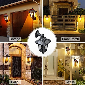 Kuniwa Motion Sensor Solar Wall Lights Outdoor with 3 Lighting Modes, Dusk to Dawn LED Wall Lantern Porch Sconce Waterproof Exterior for Barn Patio Garage Garden Farmhouse Door, 2 Types of Wall Mount