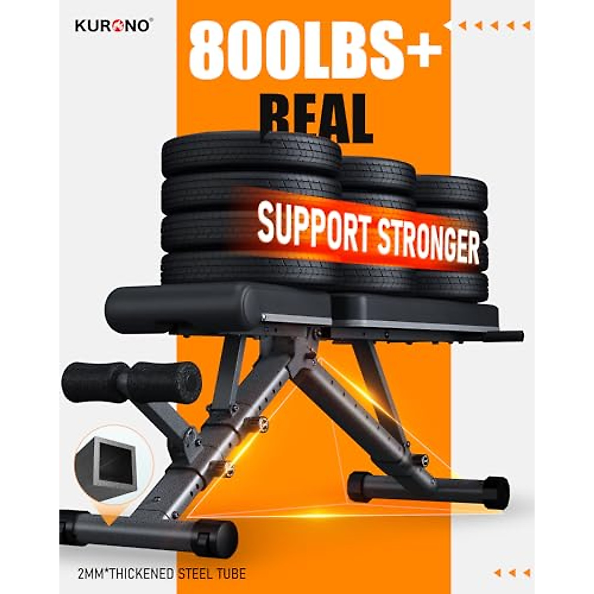 BARWING Adjustable Weight Bench 111, 800 LB Heavy Duty Incline Decline Bench for Home Gym, Easy Assembly Foldable Training Lifting Bench