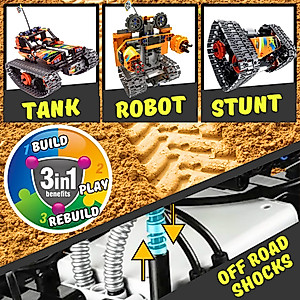 Remote Control Building Toy for Boys Age 8 to 12 Years Old 3 in 1 Set Build Your Own Rc Cars and Robot Perfect Stem and Engineering Project for Kids Best Birthday Gift for 8 to 14 + Year Old Boy