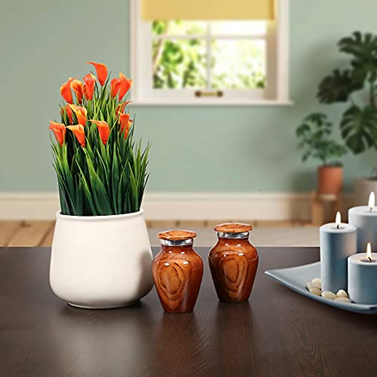 Mini Urn for Human Ashes Set of 4 - A Beautiful and Humble Urn for Your Loved Ones Remains. This Lovely - Urn Will Bring You Comfort Each Time You See It Size 2.8x1.7 inch- Natural Wood