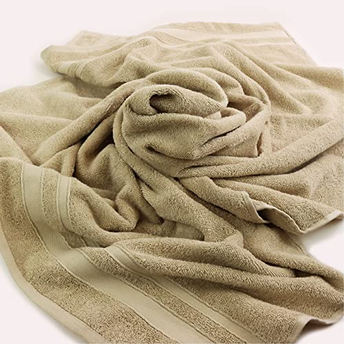 Bokser Home Hospitality Kenwood Oversized Bath Towels, Hotel Quality for Bathroom, Home, and Spa, 100% Combed Ring Spun Cotton Providing a Soft, Luxurious Feel, Beige, 30” x 60” (Pack of 12)