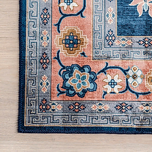 nuLOOM Lauren Liess Dayflower Vintage Machine Washable Area Rug, 9x12, Blue