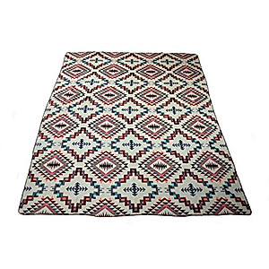 Casa De Alpaca, Handmade Ecuadorean Alpaca Wool Blankets/Throws, Native Patterns (Geometric Red Blue)