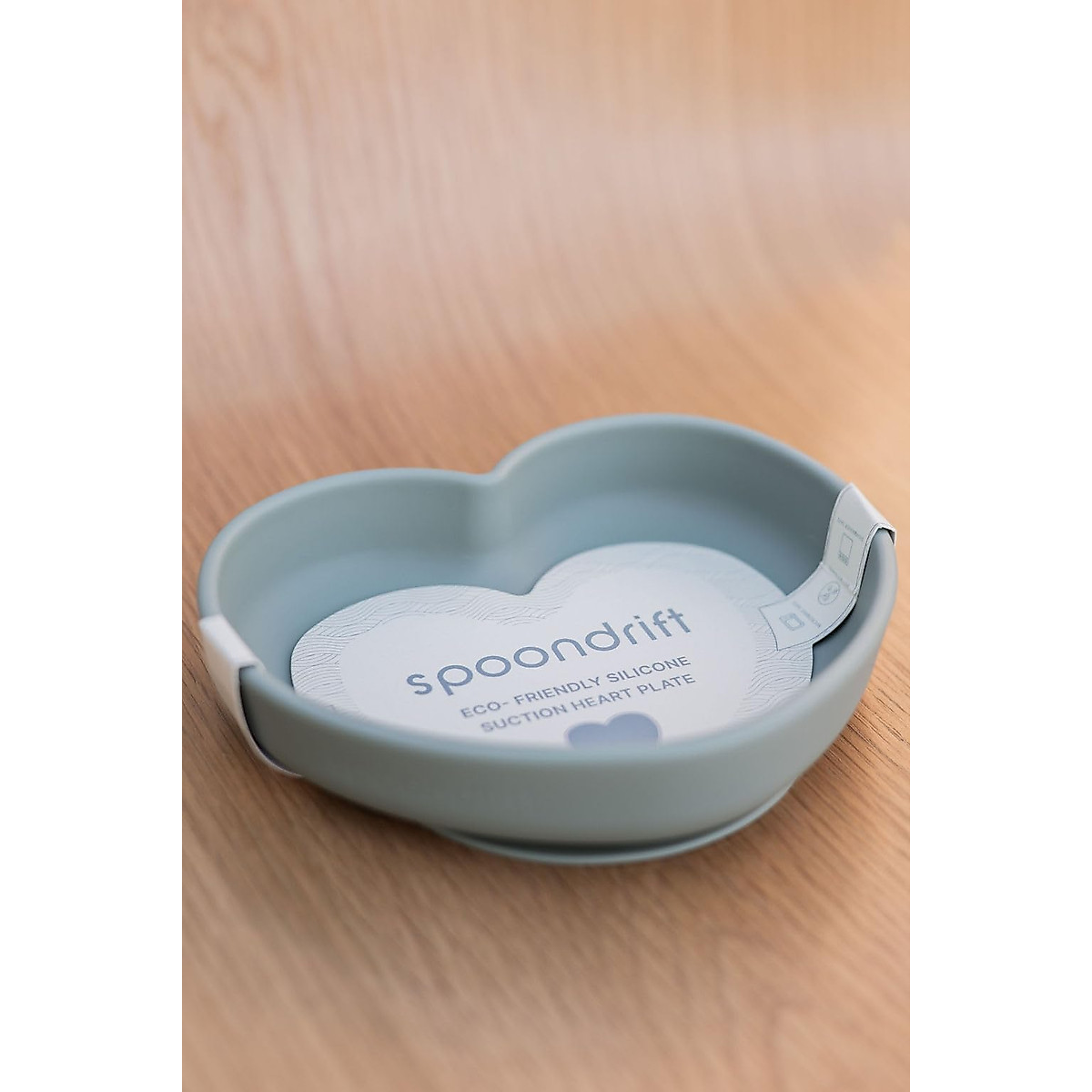 Spoondrift 100% Food Grade Silicone Suction Heart Plate | For Babies And Toddlers, BPA FREE, Diswasher Safe & Microwave Safe - Choose From 6 Colors (Sage)
