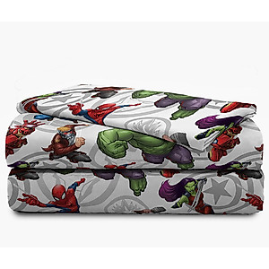 Jay Franco Marvel Avengers Marvel Team Twin Sheet Set - Super Soft and Cozy Kid’s Bedding - Fade Resistant Polyester Microfiber Sheets (Official Marvel Product)