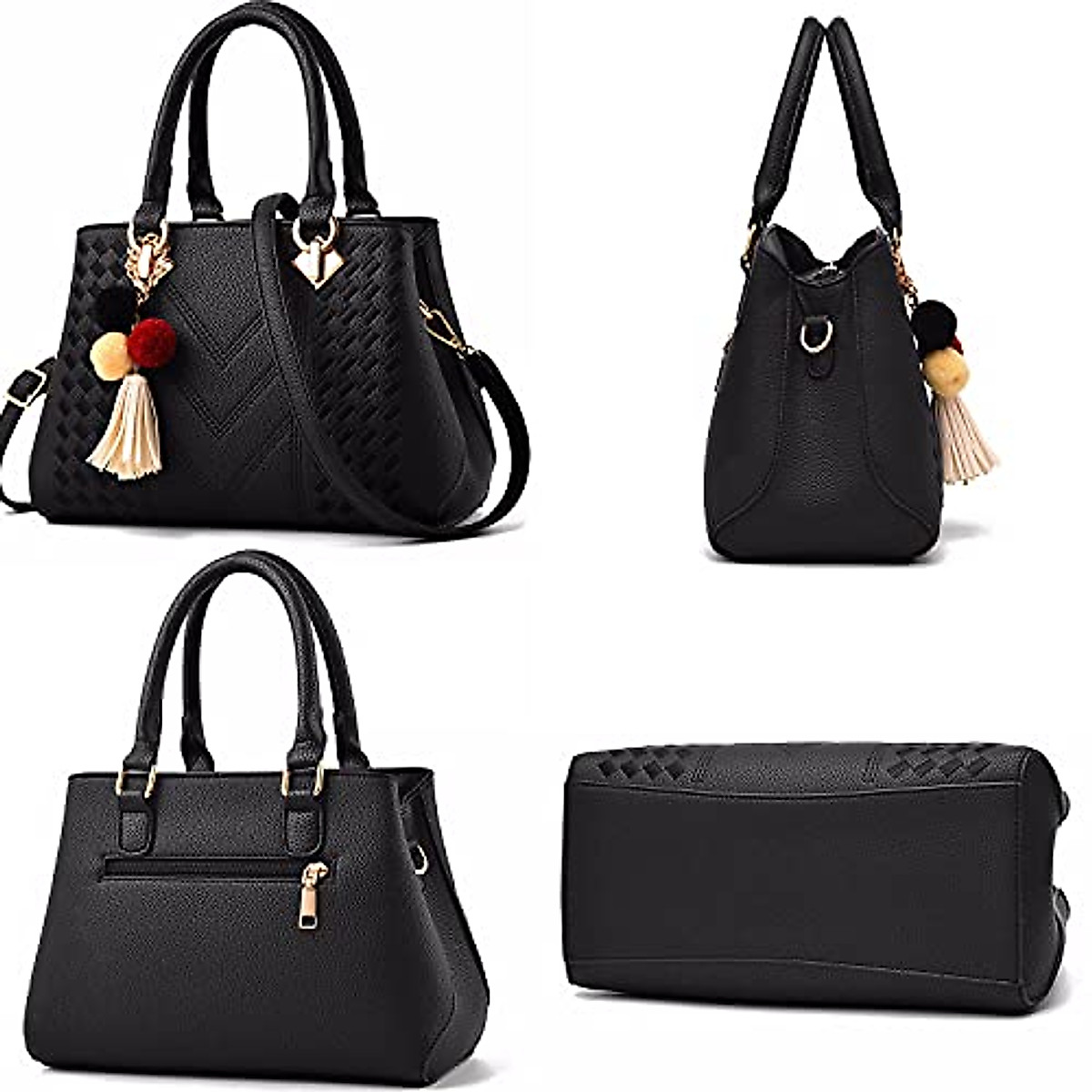 Small Women Satchel Handbag Ladies Purses Handbags Women Crossbody Bag Black PU Leather Tote Bag Shoulder Bag Gifts for Her