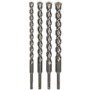 Sabre Tools 4-Piece 12 Inch SDS Plus Drill Bit Set, Carbide Tipped, Rotary Hammer Drill Bits for Brick, Stone, Concrete (5/8in x 12in, 3/4in x 12in, 7/8in x 12in, 1in x 12in)