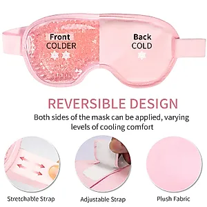 Cooling Eye Mask with Gel Bead, Reusable Cold Compress Ice Pack Sleeping Eye Cooling Pads for After Eyelid Surgery, Puffiness, Puffy Eyes, Headache, Migraine Relief (Pink)