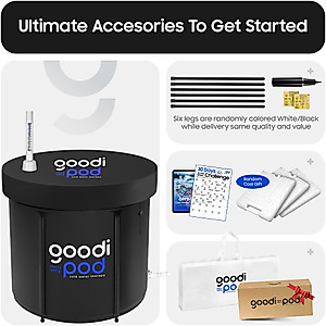 GOODI 110 Gallons Large Portable Ice Bath Tub for Adults/Athletes, Upgraded Cold Plunge Tub Outdoor/Indoor, Ice Plunge Tub/Cold Plunge Bath for Cold Water Therapy 85x75cm (Black)