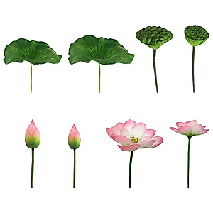 BHSHUXI 8 pcs Lotus Decorative Simulated Artificial Lotus Flower Artificial Floating Lotus Flower Foam Pond Decoration Plants Artificial Lotus Bud Bouquet Bunch for Garden Pool Fish Tank Decor