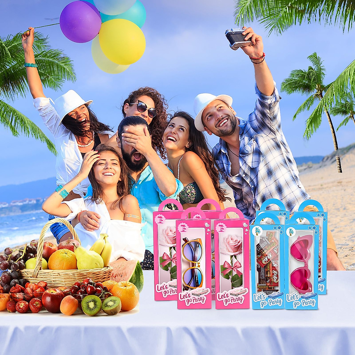 EGEN 12PCS Party Favor Boxes Goodie Bags Party Favors Bag Treat Boxes Gift Boxes Birthday Candy Bags Birthday Party Treat Boxes Bridal Shower Supplies Party Decorations (Blue 12 Pack)