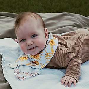 Stadela 100% Cotton Baby Bandana Drool Bibs for Drooling and Teething Nursery Burp Cloths 4 Pack Unisex Set for Girl and Boy – Palm Tropical Leaf Hawaii Surfing Pineapple Beach Summer