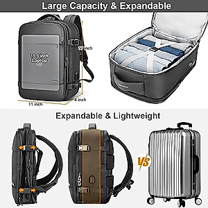 Carry On Backpack Flight Approved,Travel Backpack for Men Women with USB Charging Port Shoe Compartment,Waterproof Anti-theft 15.6 inch Laptop Backapck Computer Bag Business Causal Weekender Backpack