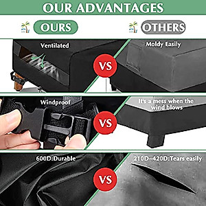 GARDRIT Patio Chaise Lounge Cover Waterproof Heavy Duty Outdoor Lounge Chair Covers, 600D All Weather Protection Patio Furniture Covers, 84L x 32W x 27H inch - 2 Pack