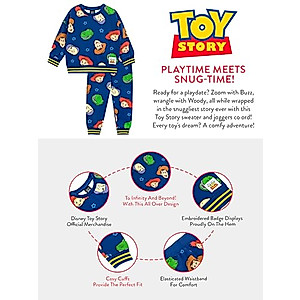 Disney Toy Story Outfit | Boys Sweatshirt and Joggers Co Ord Set | Woody And Buzz Tracksuit For Children | Blue | 3T