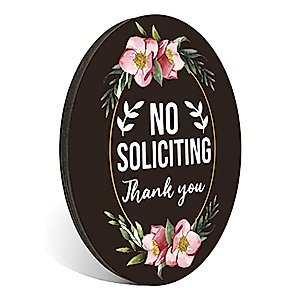 No Soliciting Sign for House or Office, No Solicitors Sign for Front Door or Wall Decor, No Soliciting Signs for Indoor/Outdoor Home or Business Use, 4" x 5" (with Strong Adhesive Tape) - PMB010
