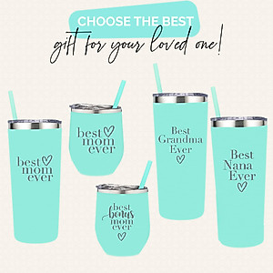 Best Mom Ever Tumbler, 22 Oz Stainless Steel Water Bottle with Lid & Straw - Mint Green, Ideal Christmas Gifts for Mom, Perfect Mom Gifts for Mother's Day, Versatile with Temperature Retention