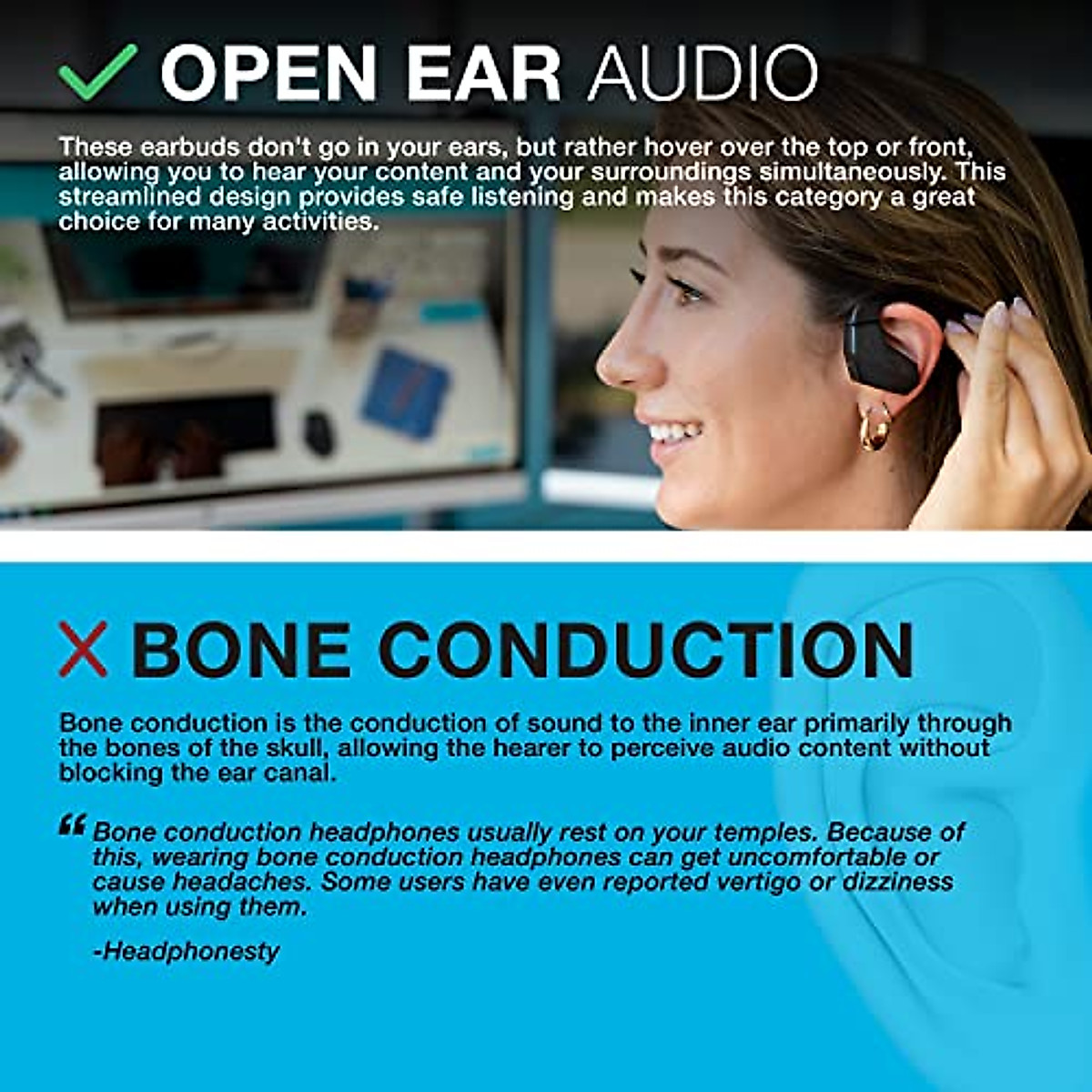 JLab Open Sport Open-Ear Earbuds | Safe, Secure Fit for Sport