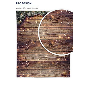 Allenjoy 8x10ft Snowflake Gold Glitter Christmas Wood Wall Photography Backdrop Xmas Rustic Barn Wooden Floor Background for Children Portrait Photo Studio Booth Photobooth Photographer Prop