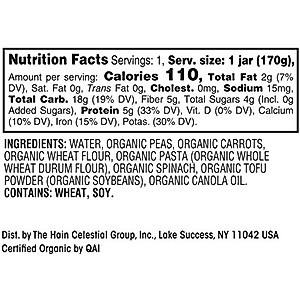 Earth's Best Organic Stage 3 Baby Food, Spring Vegetables and Pasta, 6 oz. Jar