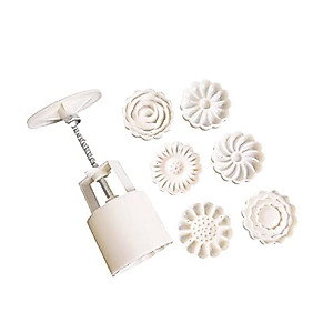 LIUSM Mid-Autumn Festival DIY Hand-Pressure Moon Cake Mould，50g Moon Cake Mold Set(1 Mold 6 Stamps)