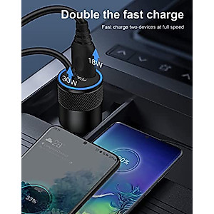 48W USB C Car Charger Fast Charging, 2Port Cigarette Lighter Adapter with 3FT Type C Phone Charger Cable for Samsung Galaxy S23 S22 S21 S20 A03s A13 Z Flip 4, Pixel 7 Pro 6a, iPhone 14 Plus, Moto