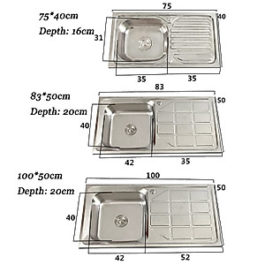 YZJJ Utility Sink Single Bowl Stainless Steel Commercial Kitchen Sink with Left Drainboard for Laundry Backyard Garage Camping Portable Handwashing Station Laundry Tub for Indoor Outdoor