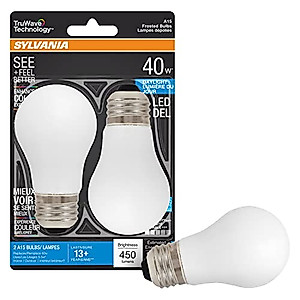 SYLVANIA LED TruWave Natural Series Ceiling Fan / Fixture Light Bulb, 40W A15 Daylight, Dimmable, Frosted - 2 Pack