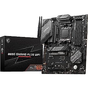 MSI B650 Gaming Plus WiFi Gaming Motherboard (AMD AM5, ATX, DDR5, PCIe 4.0, M.2, SATA 6Gb/s, USB 3.2 Gen 2, HDMI/DP, Wi-Fi 6E, Bluetooth 5.3, AMD Ryzen 7000 Series Desktop Processors)