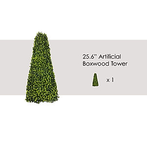 ECOOPTS 1 Piece Artificial Boxwood Trees UV Resistant Decorative Buxus Tower, Topiary Fake Tree Plant Decoration for Home Garden Indoor Outdoor