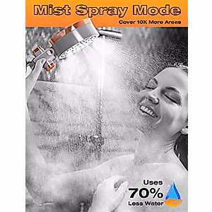 Filtered Handheld Shower Head, ELWEY High Pressure Showerhead with [Rainfall] [Mist] [Massage] Spray Modes Shower wand Comes With [Stainless Steel Hose] [Teflon Tape] [Shower Filter Replacement]