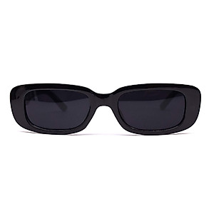 JUSLINK Rectangle Sunglasses for Women Trendy Retro Fashion 90s Sunglasses UV 400 Protection Square Frame Eyewear (Black)