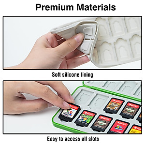 TIKOdirect Game Card Case for Nintendo Switch/SD Cards, Storage 24 Switch Game Cards Portable Holder Pretty Cute Hard Shell with Magenic Closure, Green