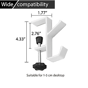 Ctgsas Adjustable Hook for L Shaped Gaming Desk, Under Gaming Desk with Hook Holder