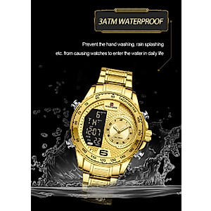 NAVIFORCE Watch for Men Dual Display Digital Quartz Watches Multifunctional Business Stainless Steel Wristwatch