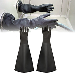 HOLDWIN Heavy Duty Sandblasting Gloves 24.8" Rubber Gloves for Sandblaster Protective Safety Work Black Striped Gloves