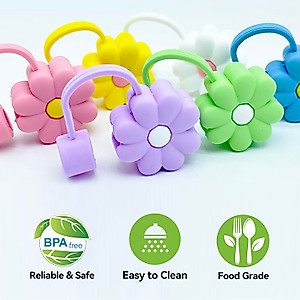 Hotanry Stanley Cup Straw Cover, 6 Pcs Straw Toppers for Stanley Cups 30&40 oz Cute 10mm Silicone Straw Cover Cap for Stanley Cup Simple Modern Yeti Tumbler Flower Straw Topper Reusable