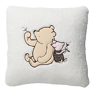 Lambs & Ivy Storytime Pooh Soft Faux Shearling Nursery Throw Pillow - Cream