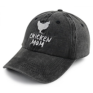 Chicken Hat for Women Mom Mama Mother, Adjustable Cotton Embroidered Farm Hen Baseball Cap, Thanksgiving Mothers Day Birthday Chicken Gifts for Mommy Grandma Chickens Owners Farmer Lover Black