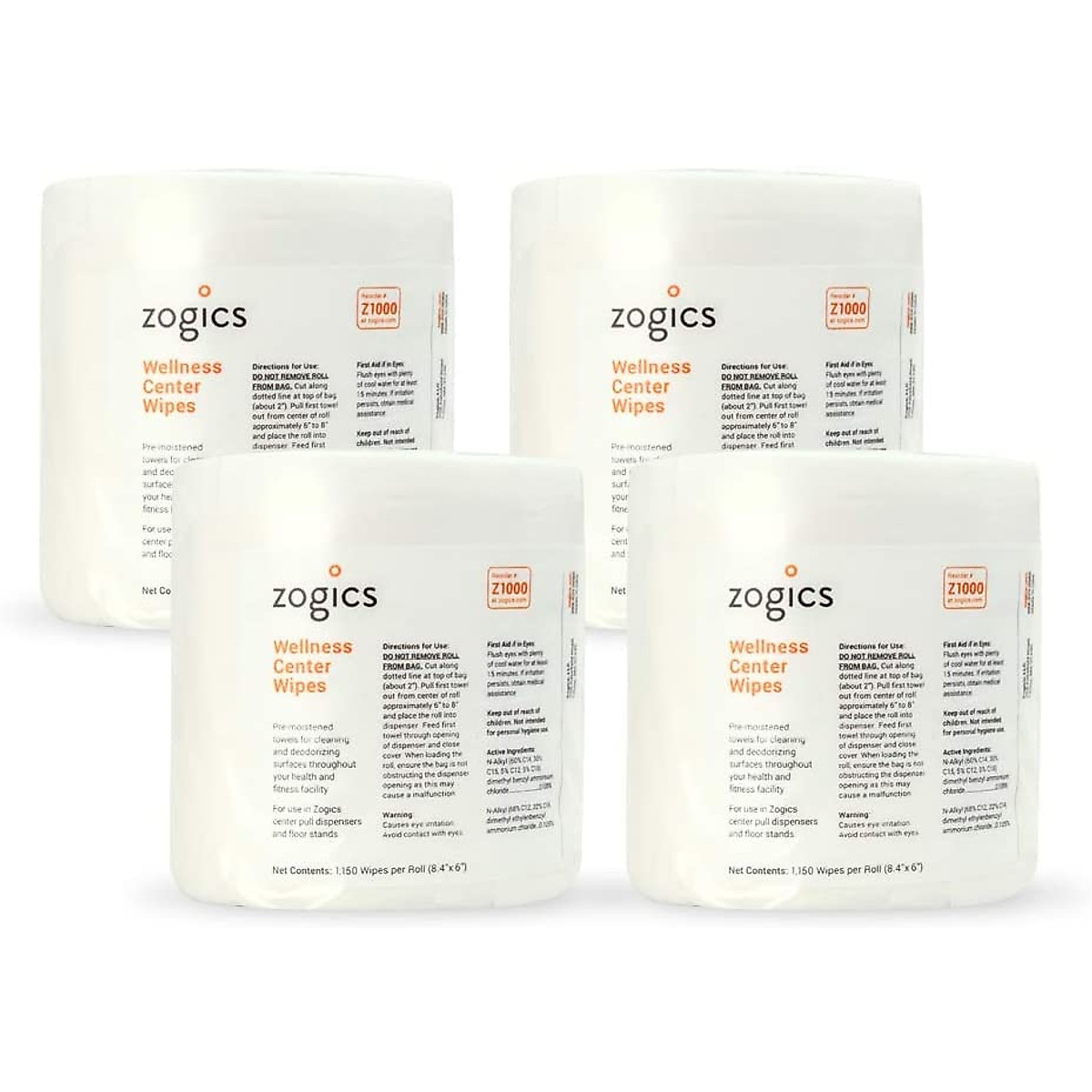 Zogics Wellness Center Wipes and Wall Mounted Dispenser – No-Touch Wipes Dispenser, Mounts Easily to Wall for Quick Access to Wellness Center Cleaning Wipes (Cleaning Wipes + Dispenser)