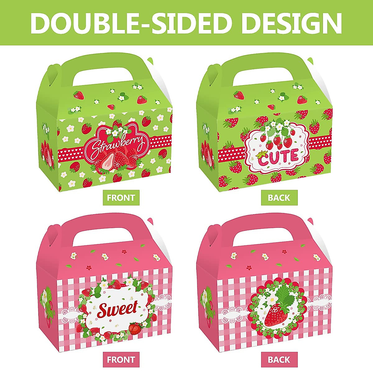 CIEOVO 24 Pack Strawberry Party Cardboard Treat Box Cute Fruit Strawberry Party Favor Boxes Goody Bags Treat Boxes for Sweet One Strawberry Theme Birthday Baby Shower Supplies