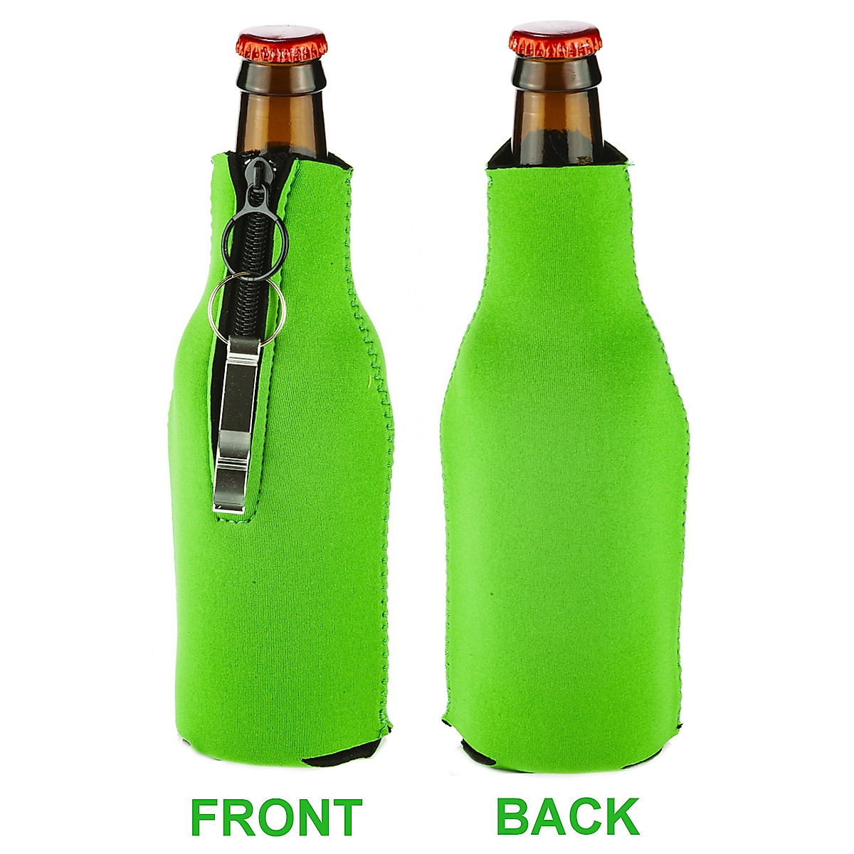 Funny Guy Mugs Premium Plain Collapsible Neoprene Bottle, Mullti-Colored, Set of Four With Bottle Openers